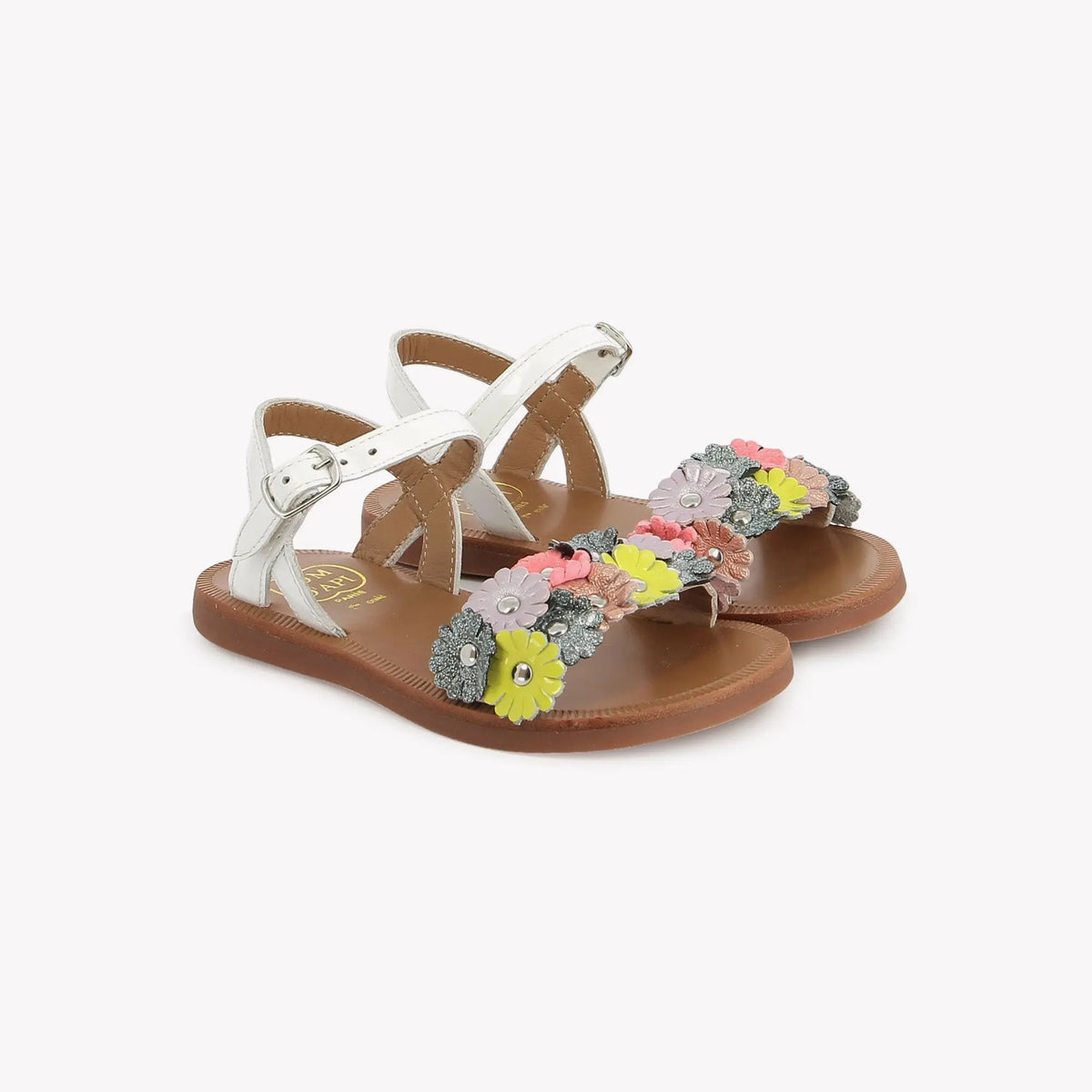 PLAGETTE MULTI FLO Yellow Girls' Sandals | POM D'API